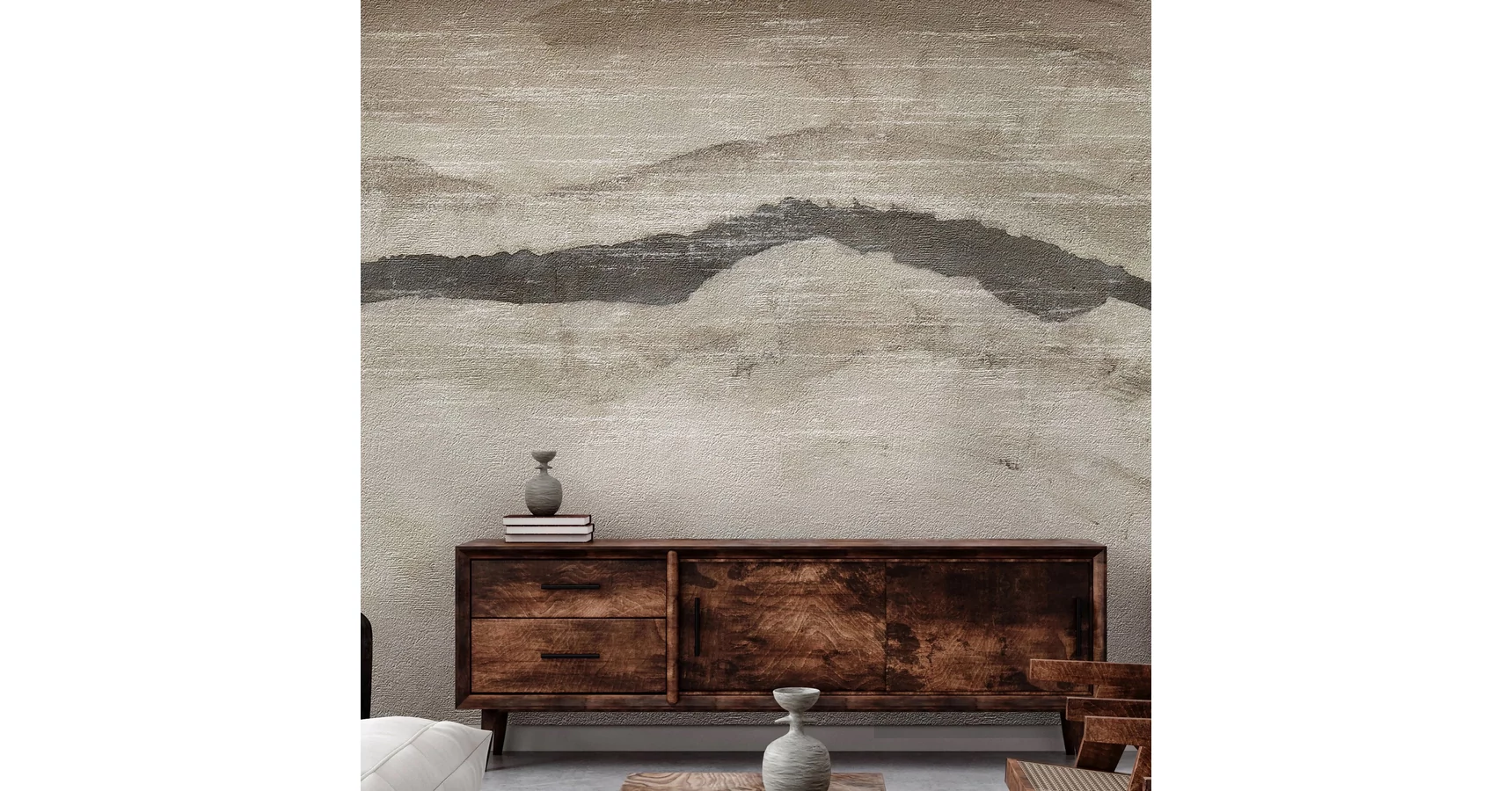 Kőzet mintás minimal design tapéta taupe antracit színben ...